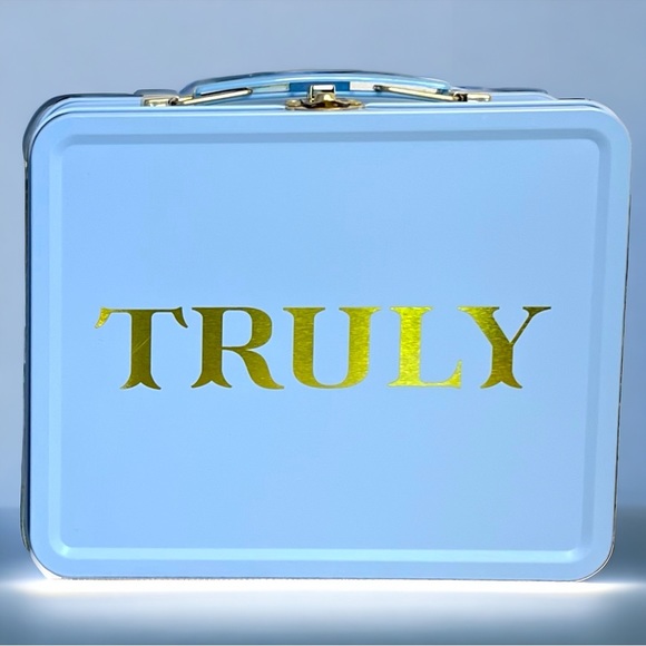 TRULY | Bags | Truly Beauty Blue Tin Lunch Box Skincaremakeup Storage ...